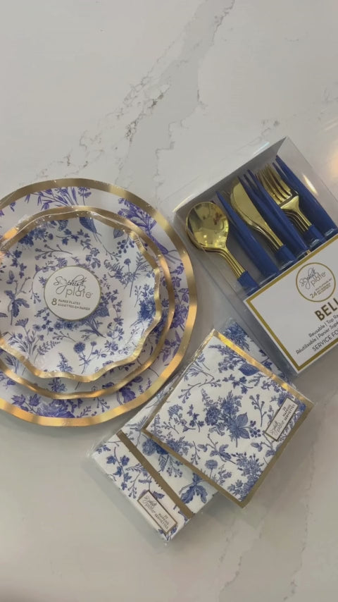 Blue & Gold Bella Assorted Plastic Cutlery/36pc, Service for 12 ...
